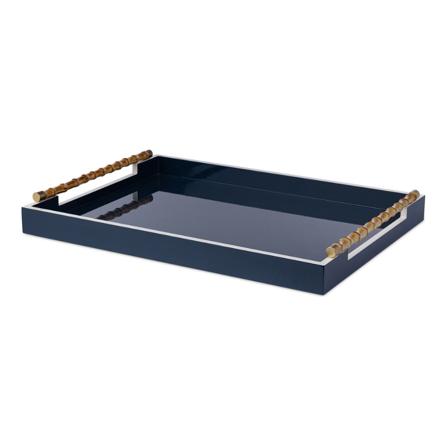 Coco Cay Lacquered Tray with Bamboo Handles Mistrial Blue – The ...